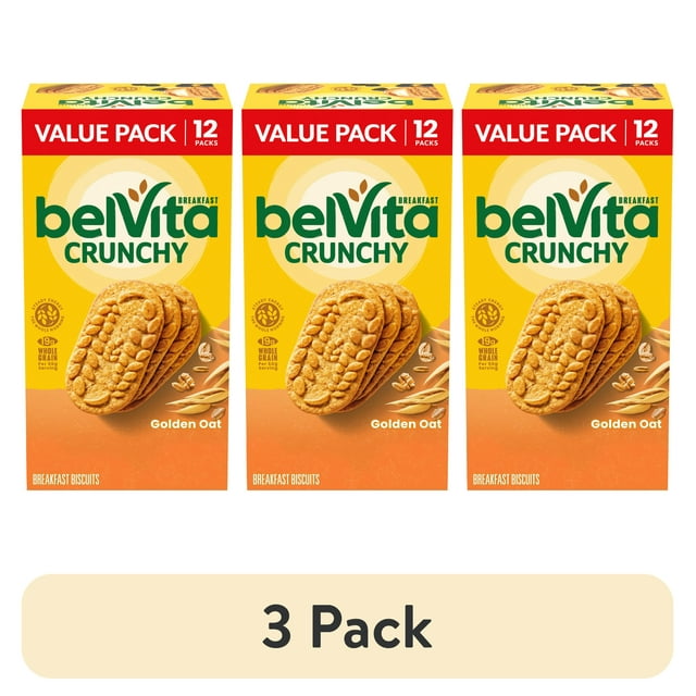 (3 pack) belVita Golden Oat Breakfast Biscuits, Value Pack, 12 Packs (4 ...
