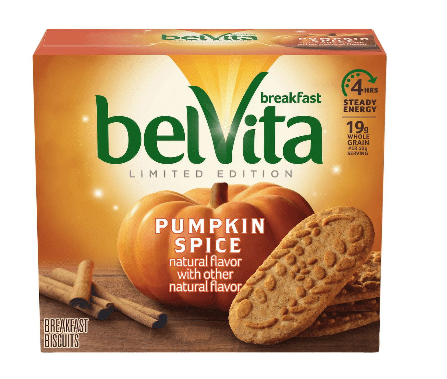 belVita Crunchy Pumpkin Spice Breakfast Biscuits, 5 Pack (4 Biscuits ...