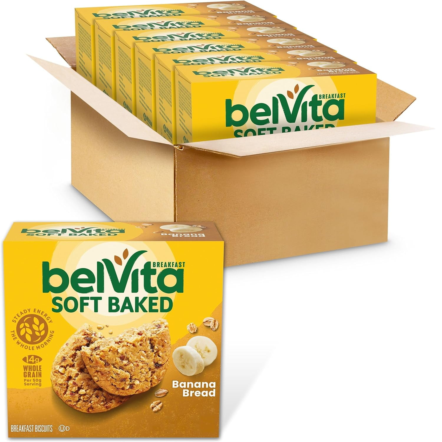 belVita Soft Baked Banana Bread Breakfast Biscuits, 30 Total Packs, 6 ...