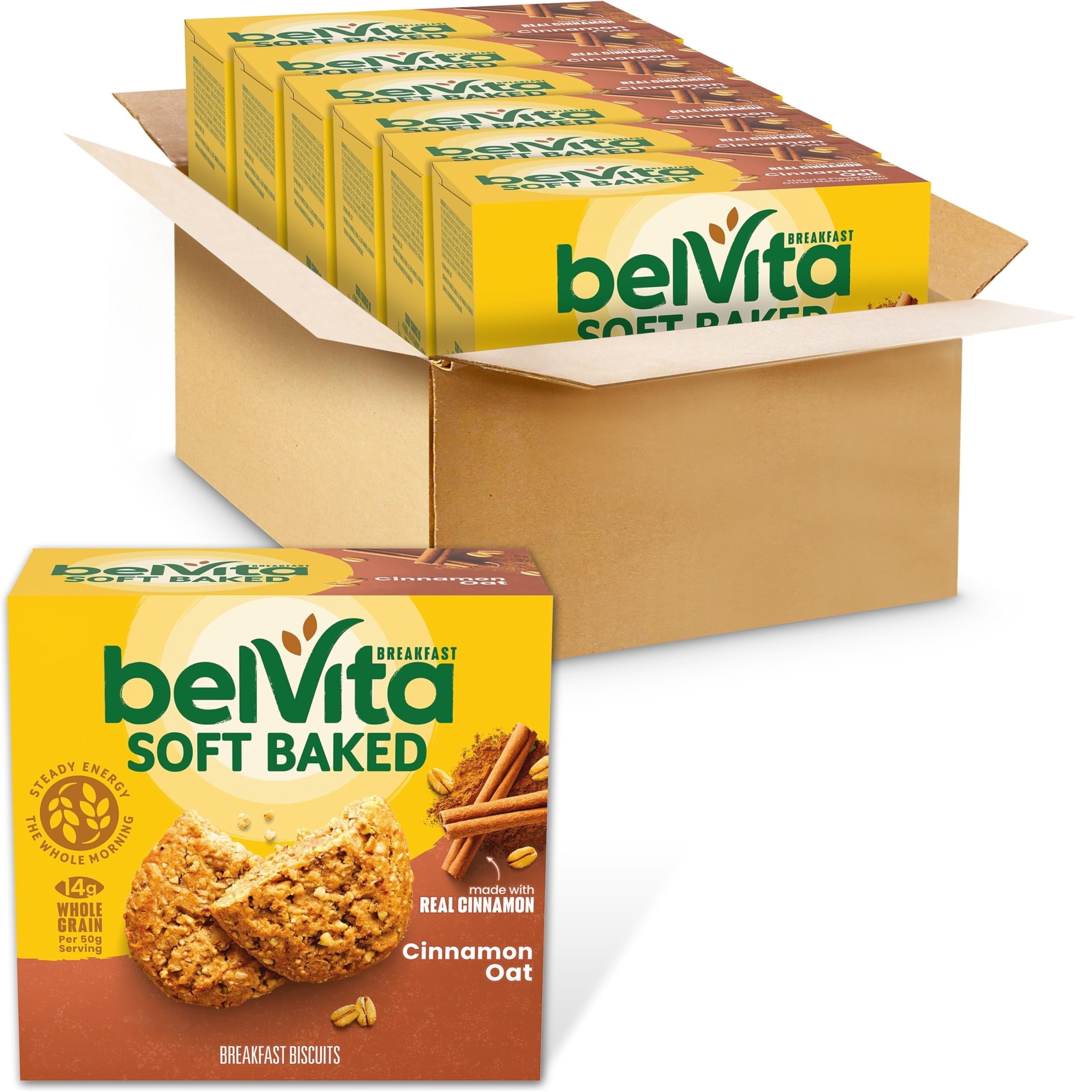 belVita Soft Baked Cinnamon Oat Breakfast Biscuits, Chewy Breakfast ...