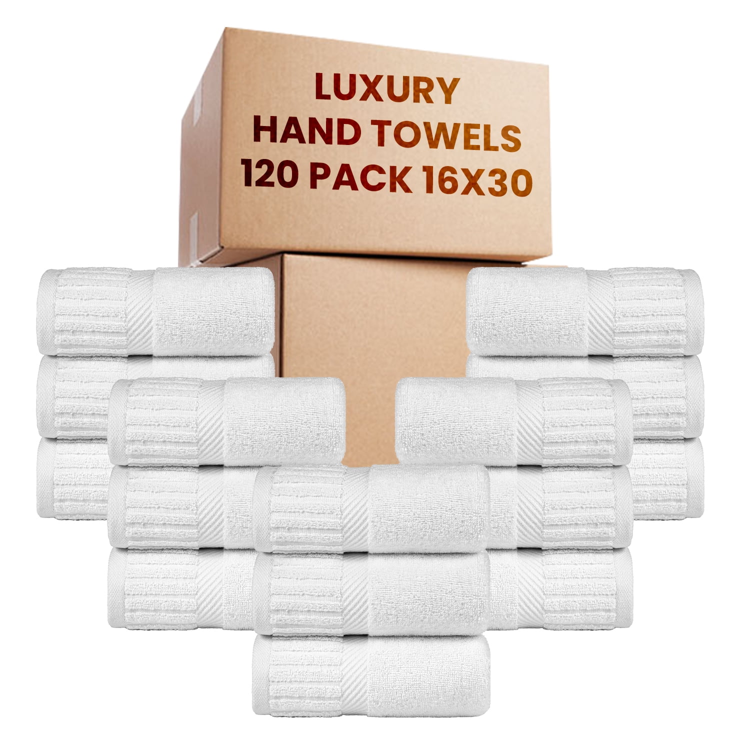 belem Luxury 120 White Hand Towels Bulk (16x30) - 100% Cotton Towels ...