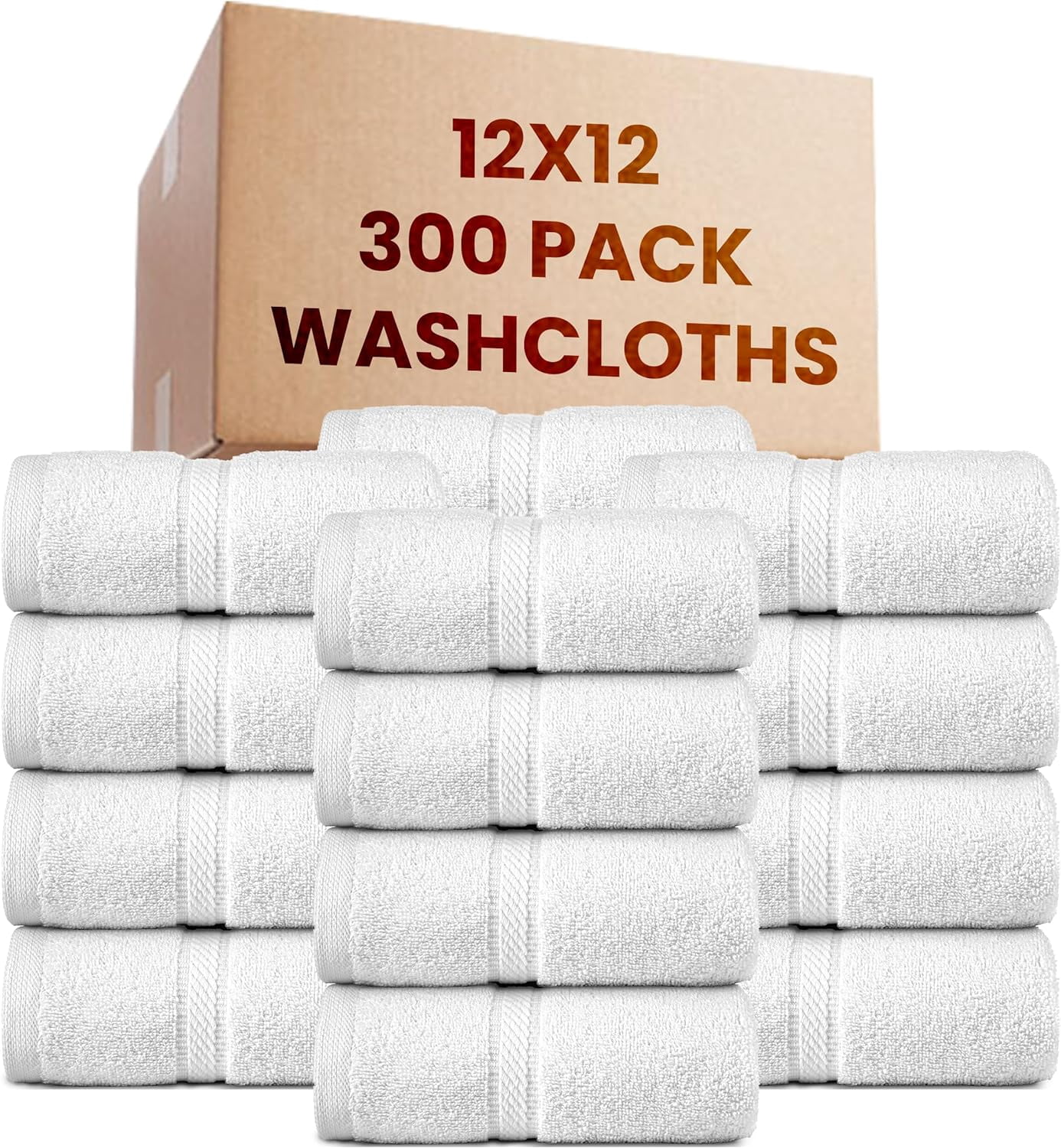 belem Luxury Bulk Washcloths - 300 Pieces 12x12 Washcloth Bulk - 100% ...