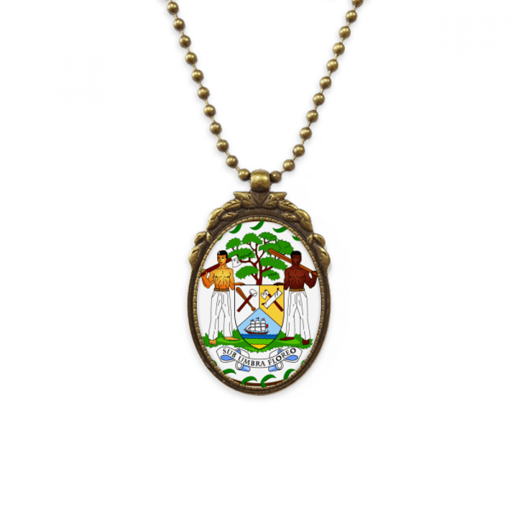 belize national emblem country antique necklace vintage bead pendant ...