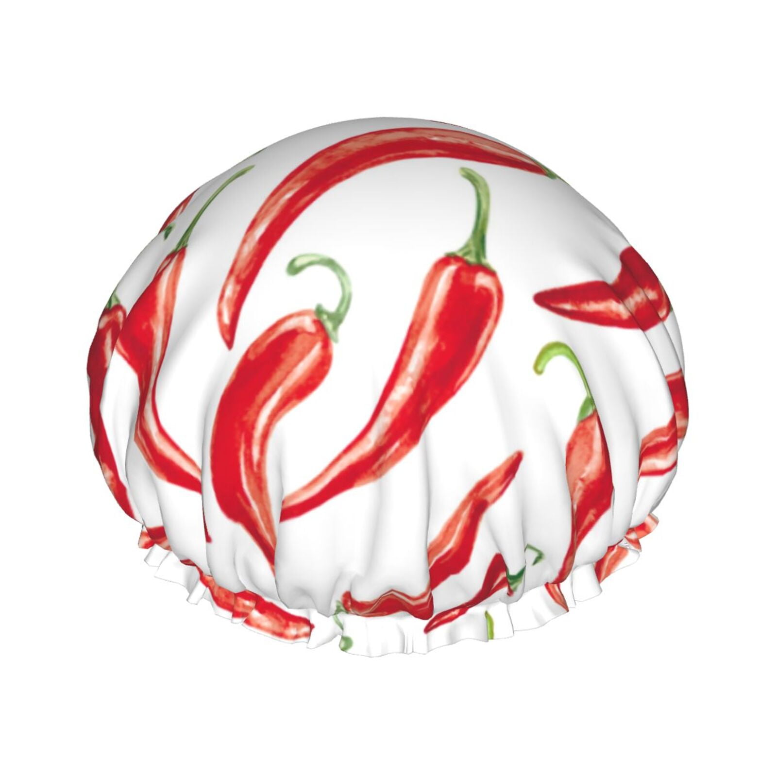 bell pepper chili Shower Cap, Reusable Bath Hair Hat for all Hair ...