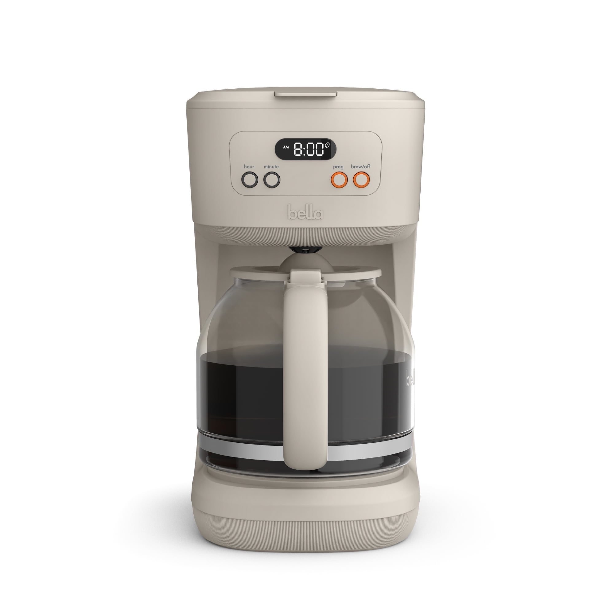 bella 12 Cup Programmable Drip Coffee Maker with Glass Carafe, Auto Shut-Off, Oatmilk - Walmart.com