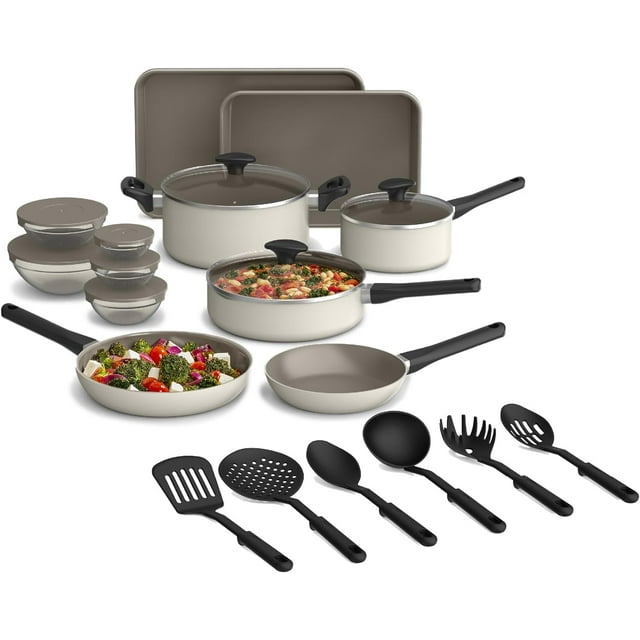 bella 21 Piece Kitchen Set with EverGood™ Ceramic Nonstick Coating, Dishwasher & Oven Safe, All ...