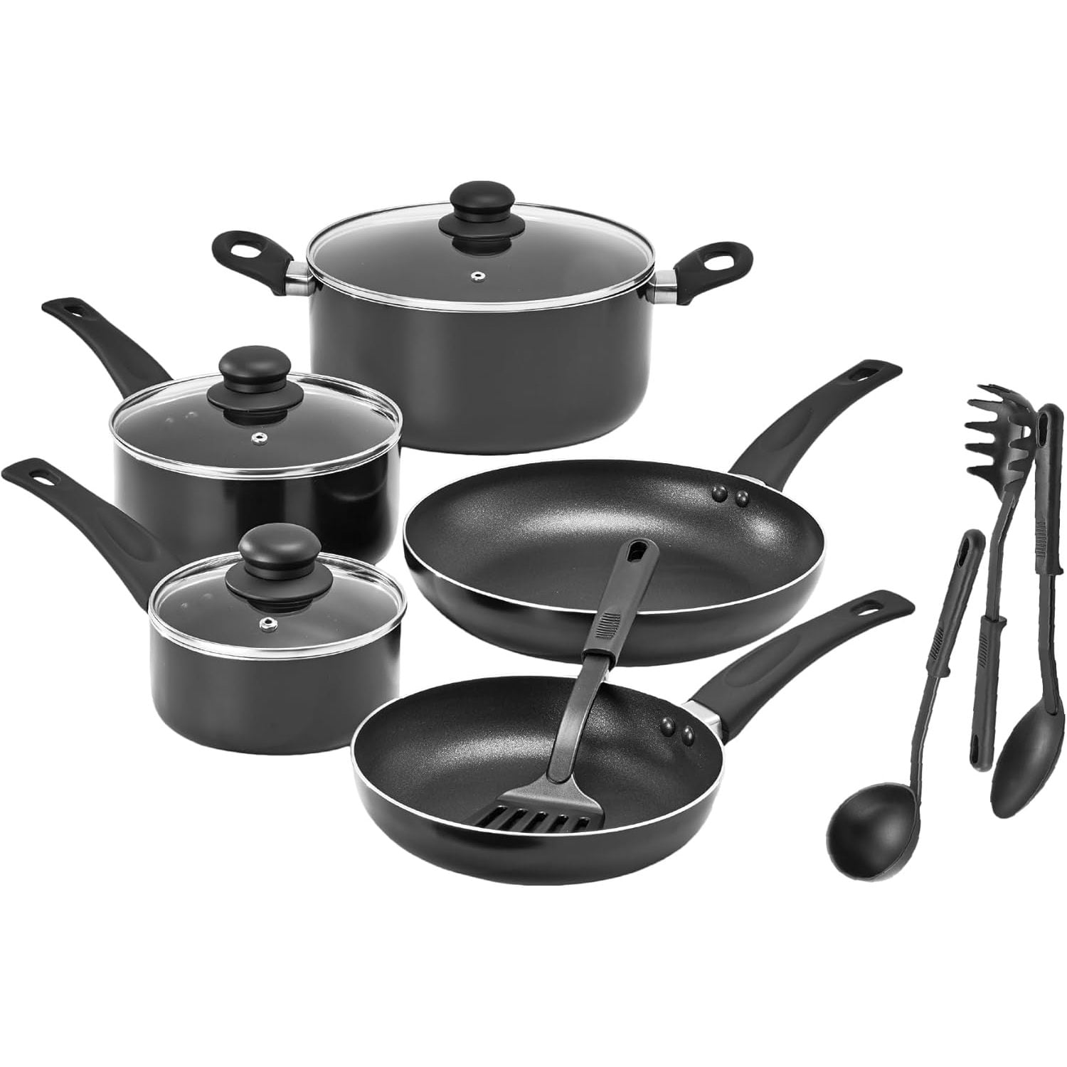 bella Cookware Set, 12 Piece Pots and Pans with Utensils, Nonstick PFOA ...