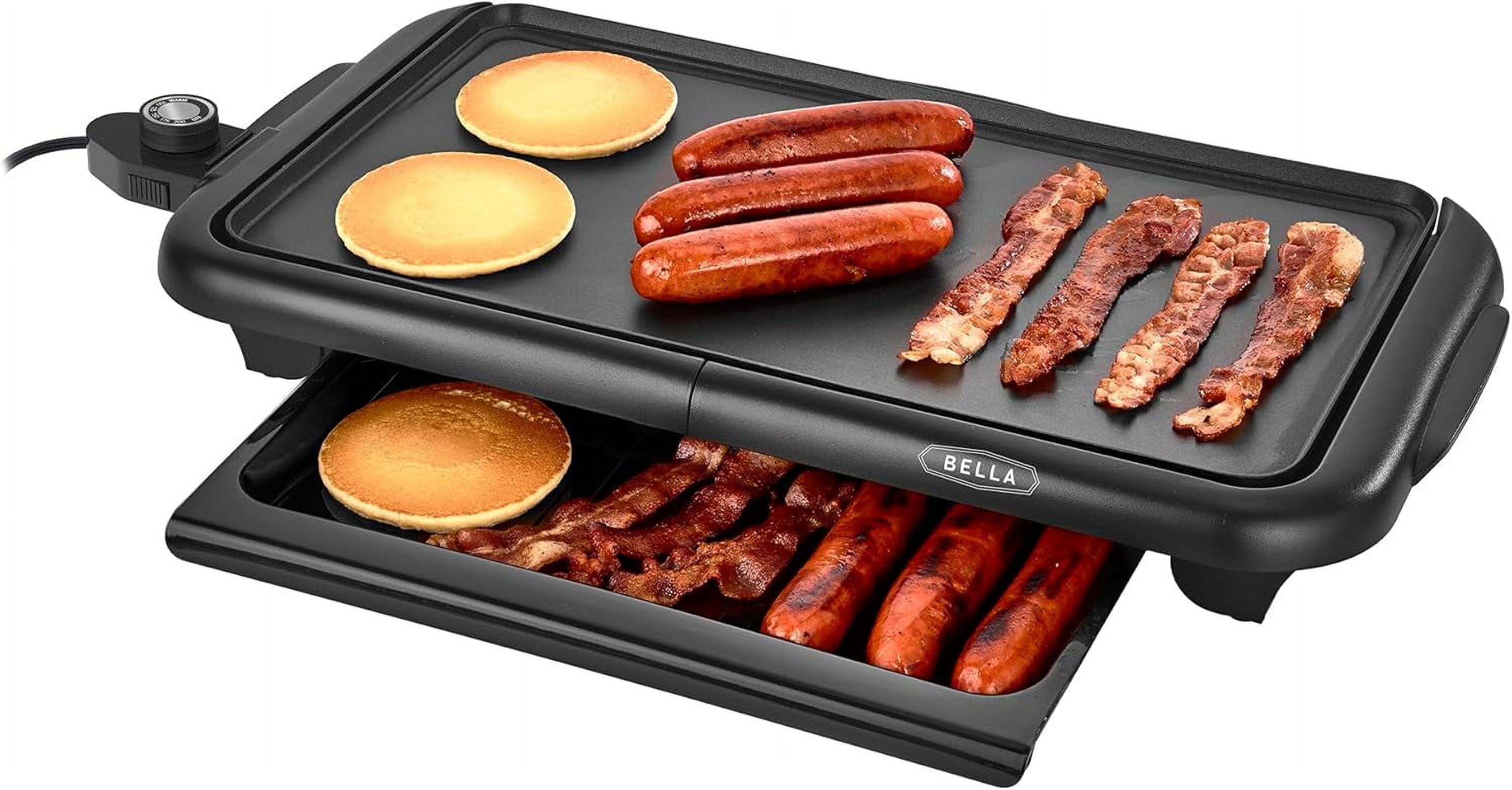 bella Electric Griddle with Warming Tray - Smokeless Indoor Grill ...
