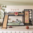 URTR Full Size Metal Loft Bed with Slide and Basketball Hoop, Loft Bed ...