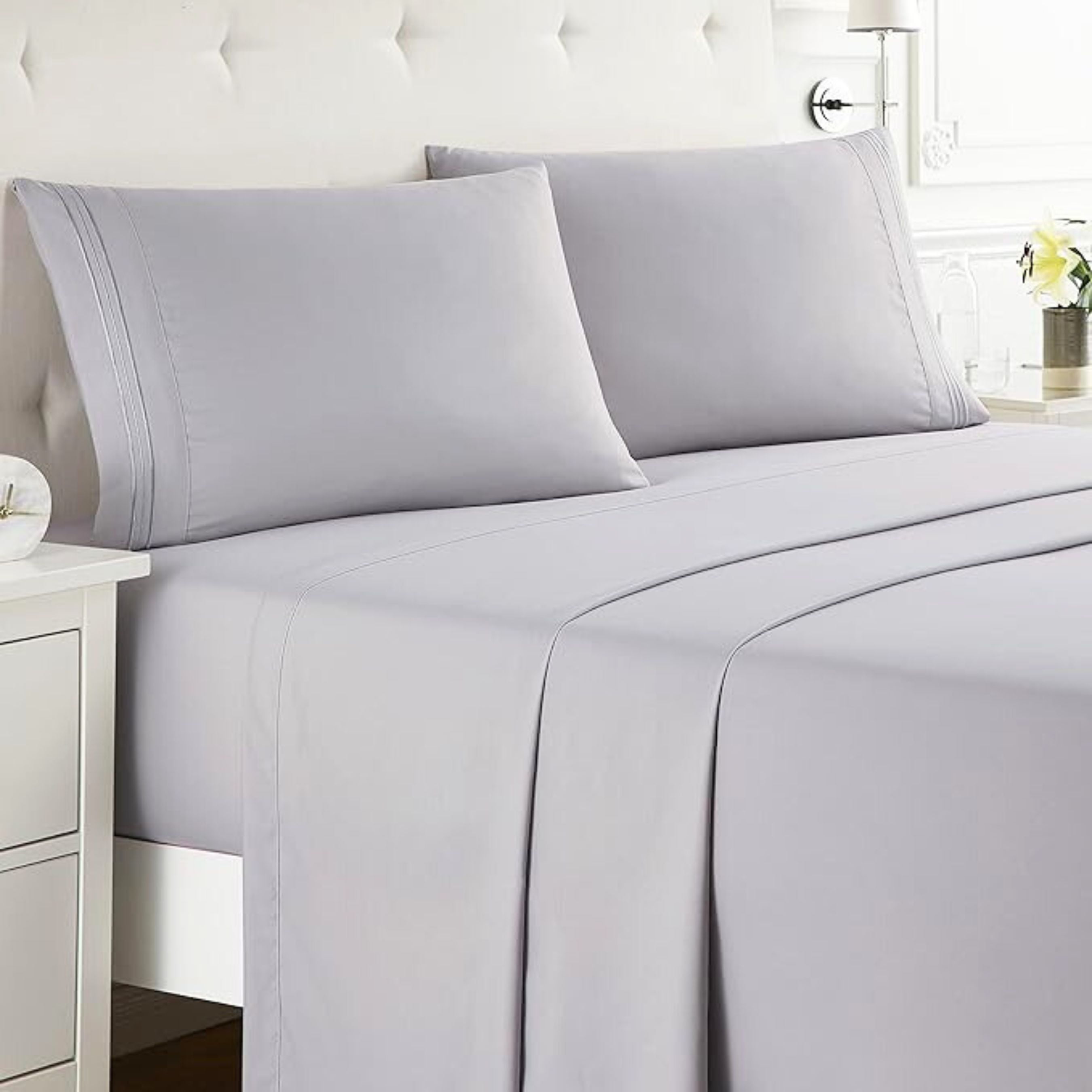 bellolin 100% Cotton King Size Bed Sheets Set with Deep Pocket, 300 ...