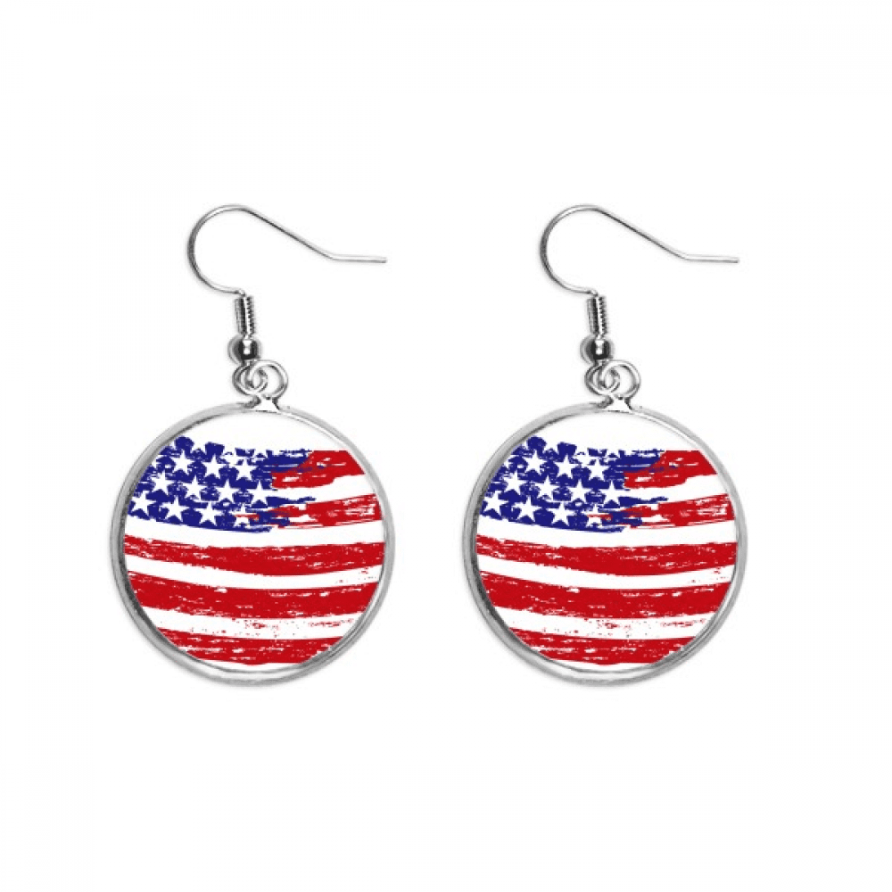 bend stars and stripes amecountry flag ear dangle silver drop ear ...
