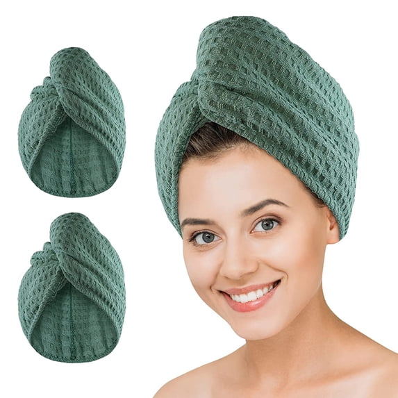 ber Hair Drying Towel - 2Packs Waffle Long Head Turban Wraps Terry ...
