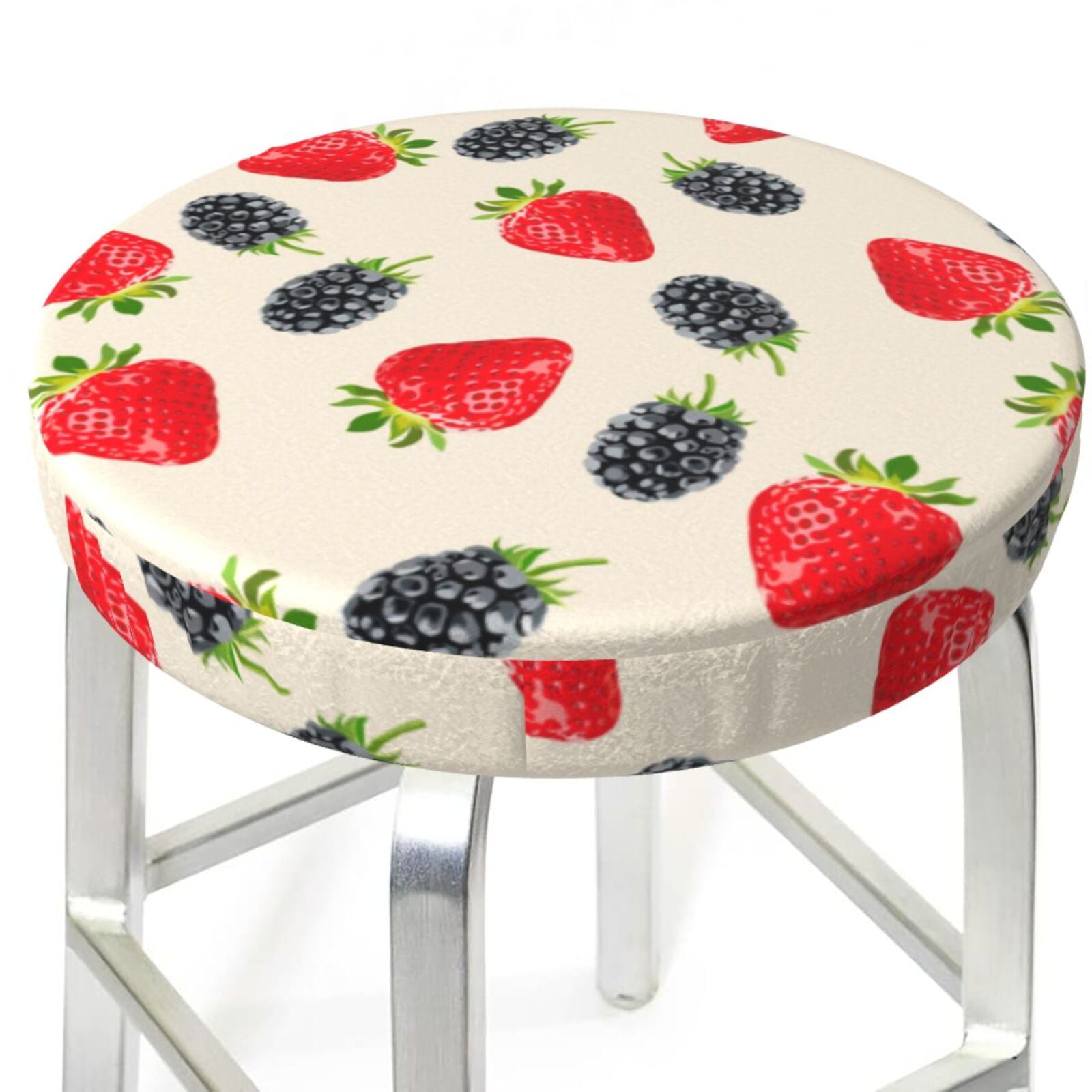 berries Blueberry Print Bar Stool Covers - Stretch Round Seat Covers ...