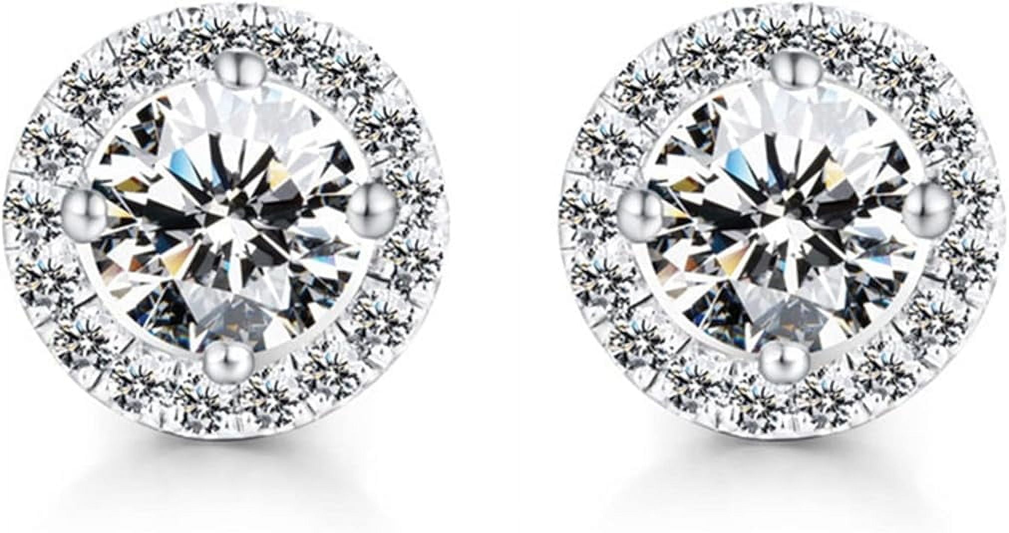 beryl_creation 1.24 Ct Round Cut Diamond Push Back Stud Earring's 14K ...