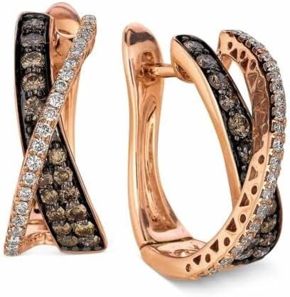 beryl_creation 1.80 Ct Round Cut Brown Diamond Crisscross Clip On Hoop ...