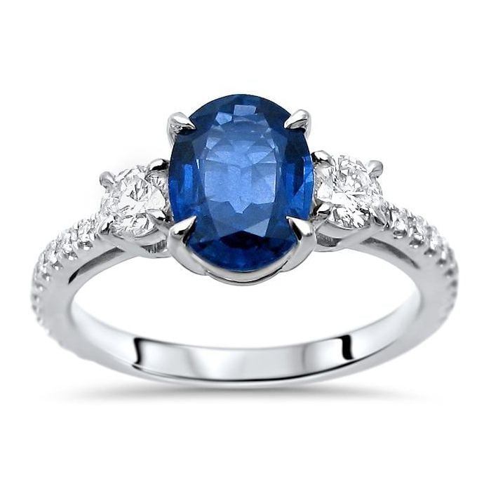 beryl_creation 14K White Gold Plated 1.60 Ct Oval Cut Blue Sapphire ...