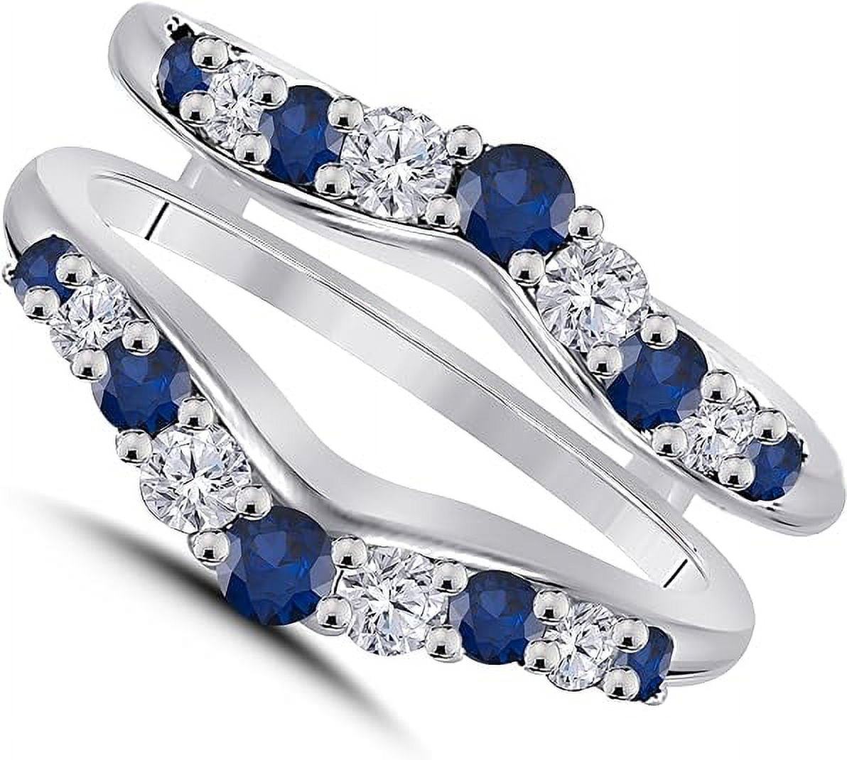beryl_creation 14K White Gold Plated 2.25 Ct Round Cut Blue Sapphire ...