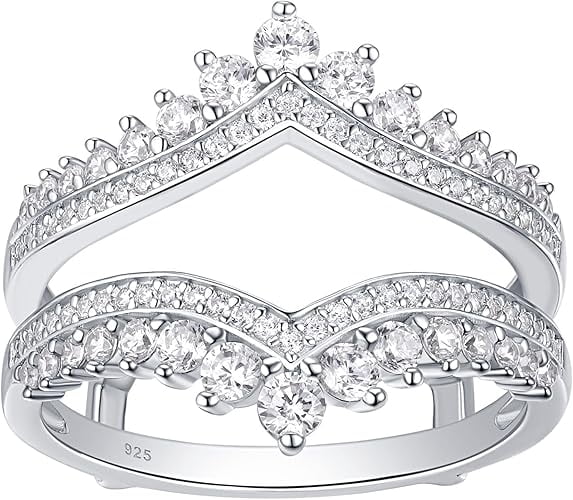 beryl_creation 14K White Gold Plated 2.89 Ct Round Cut White Diamond Wrap Guard Enhancer ...