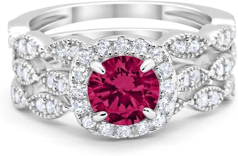 beryl_creation 2.00 Ct Round Cut Red Ruby Wedding Engagement Bridal ...