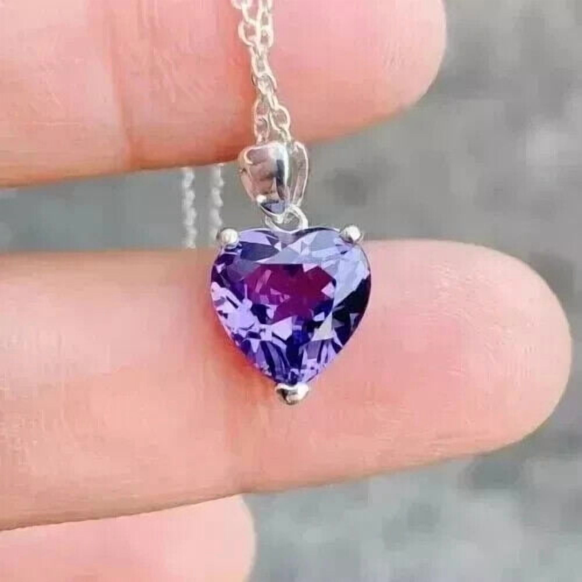 beryl_creation 2.20 Ctw Heart Cut Simulated Purple Amethyst Womens ...
