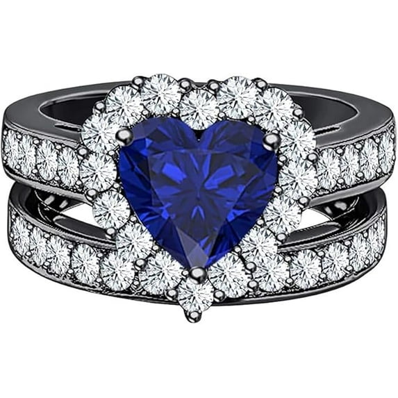 beryl_creation 2.40 Ct Heart Cut Blue Sapphire Engagement Wedding ...