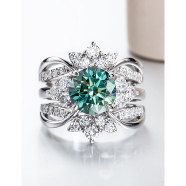JeenMata 0.50 Carat - Round Cut Lab Created Alexandrite Ring Set - Leaf ...