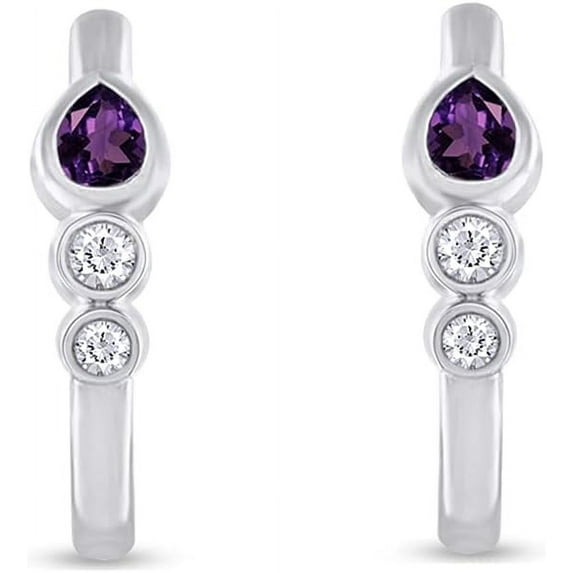 beryl_creation 925 Sterling Silver 1.00 Ct Pear Cut Amethyst Push Back ...