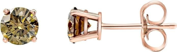 beryl_creation 925 Sterling Silver 1.60 Ctw Round Cut Brown Diamond ...