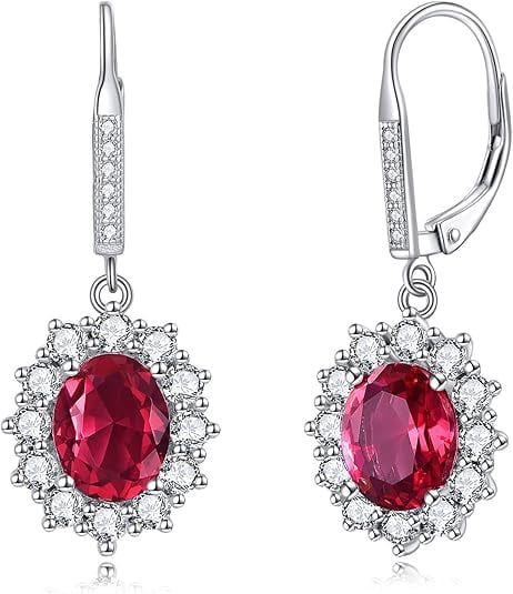 beryl_creation 925 Sterling Silver 1.90 Ct Oval Cut Red Ruby Drop ...