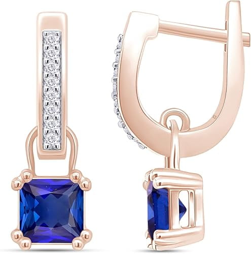 beryl_creation 925 Sterling Silver 2Ct Princess Cut Sapphire Drop ...