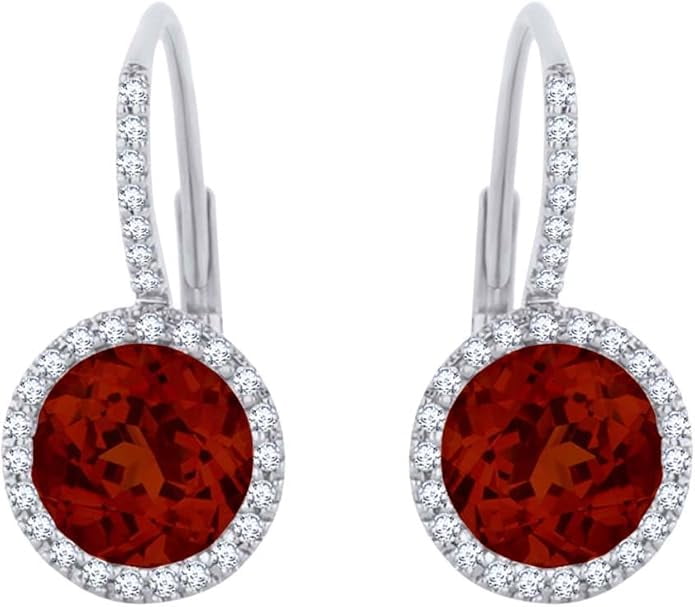 beryl_creation 925 Sterling Silver 2Ct Round Cut Simulated Red Garnet ...