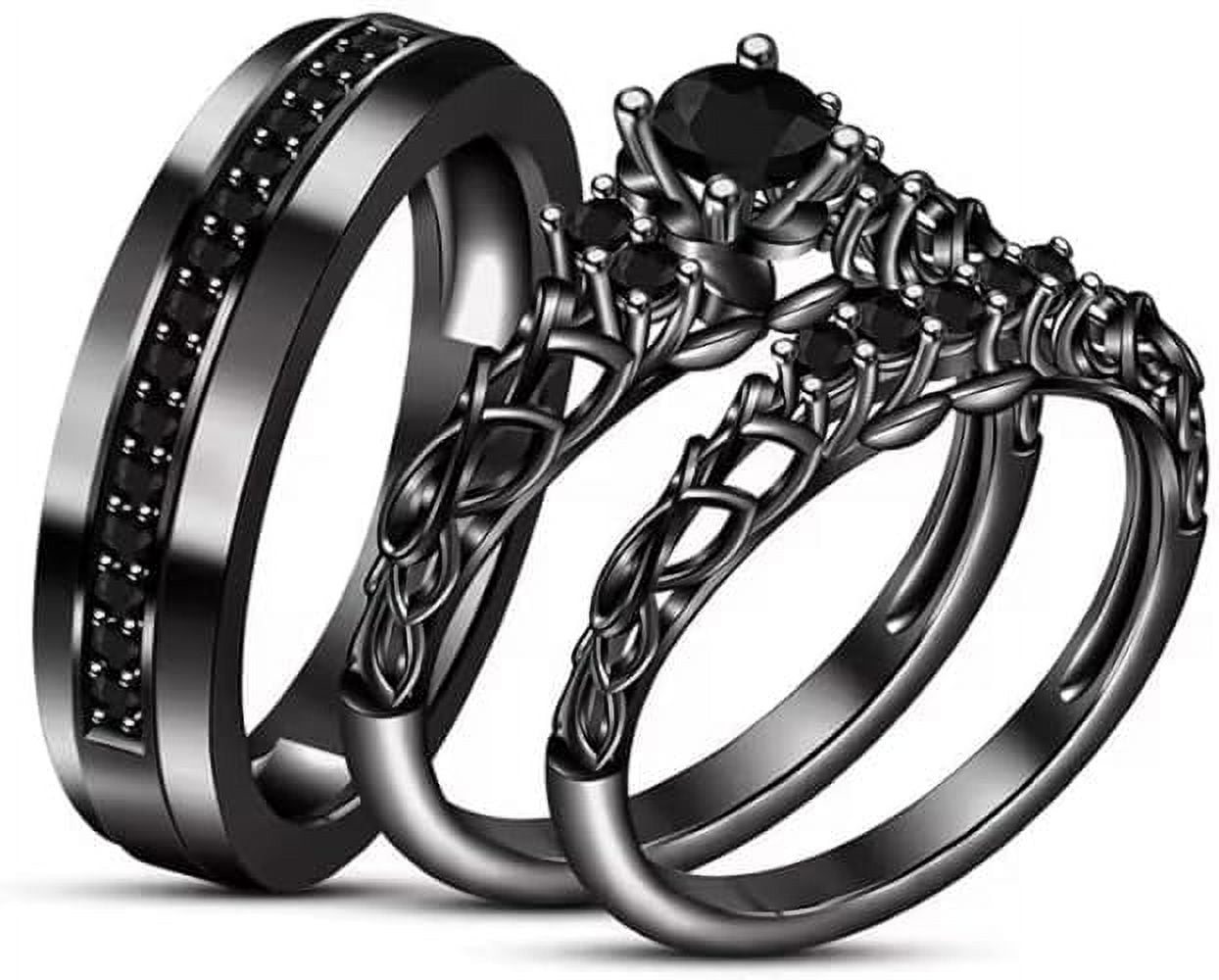 beryl_creation Unisex 925 Sterling Silver 2.25 Ct Round Cut Black ...