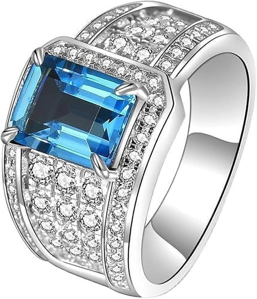 beryl_creation2.50 Ct Emerald Cut Blue Topaz Wedding Engagement Ring ...