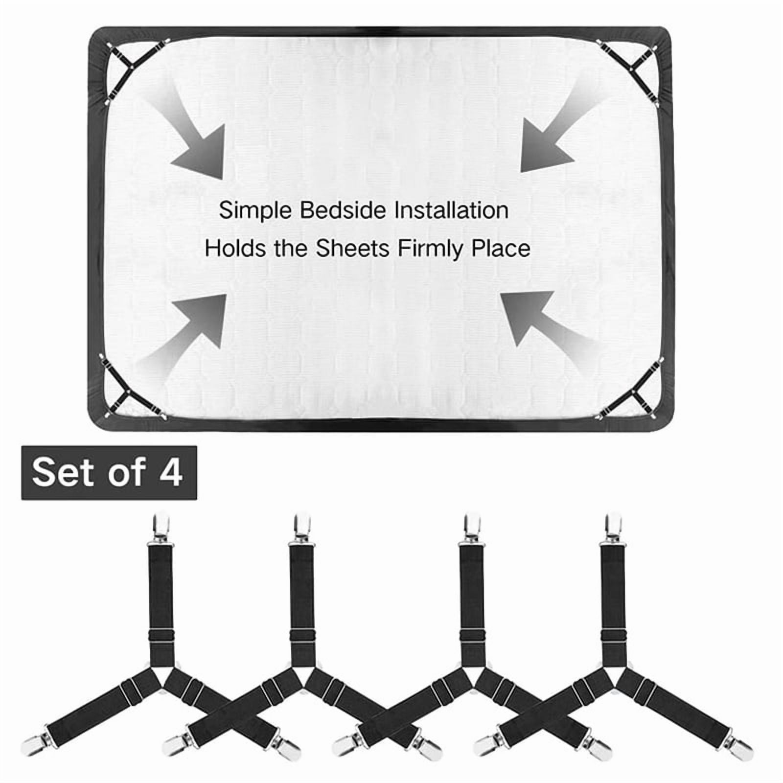 best sellerBed Sheet Grippers – 4-Pack Adjustable Elastic Straps with ...