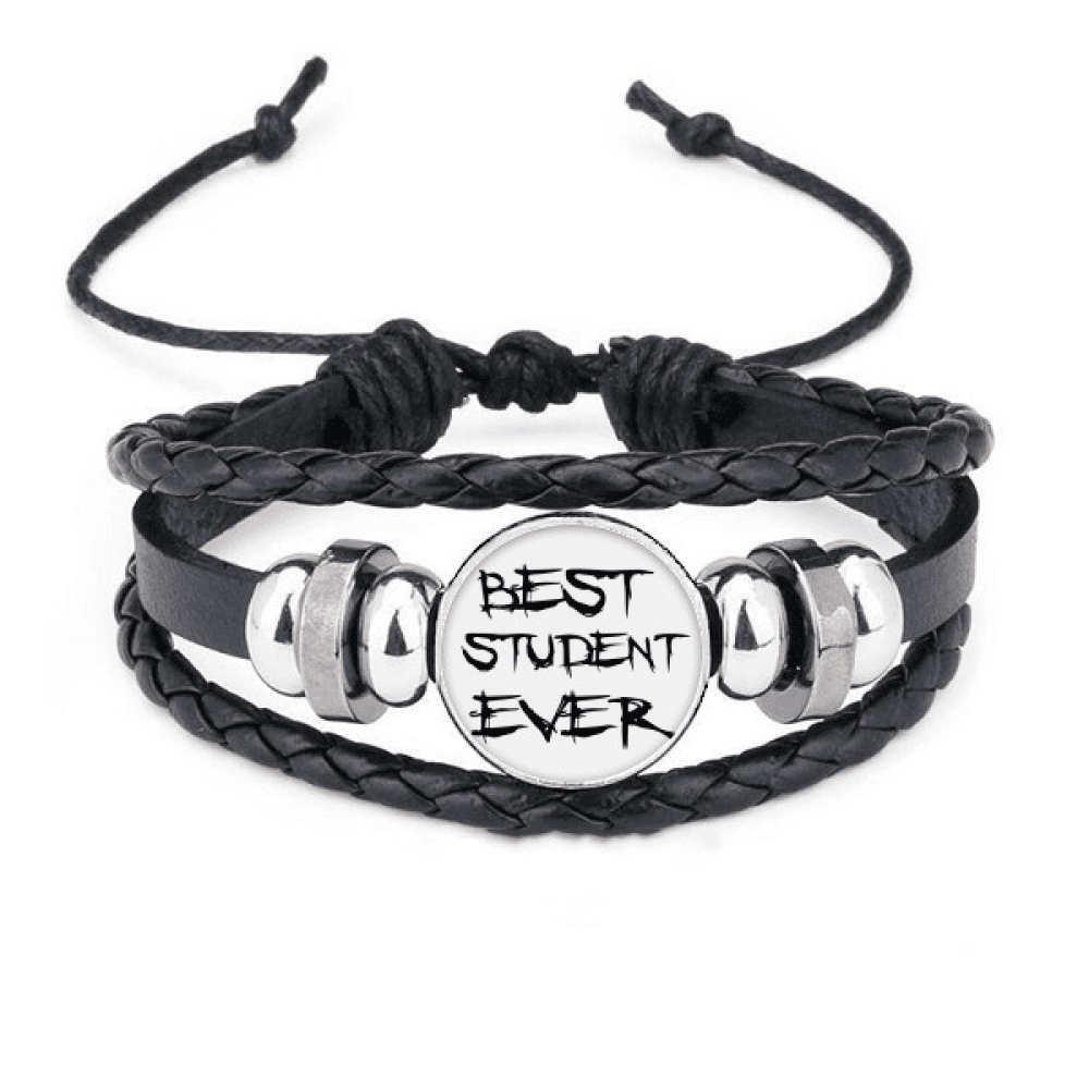 best student ever teacher quote bracelet braided leather woven ...