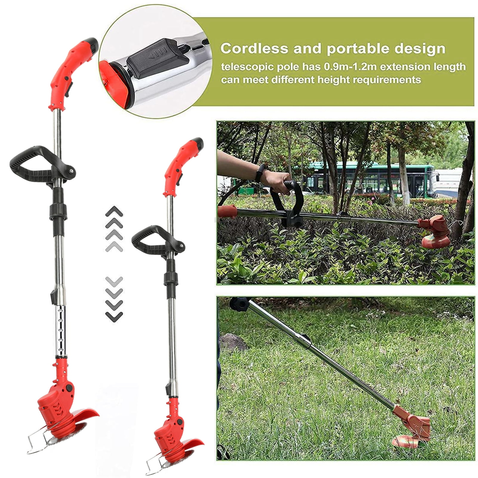 bestolf 12V 2000mAh Anti-slip Handle Weed Trimmer Cordless Electric ...