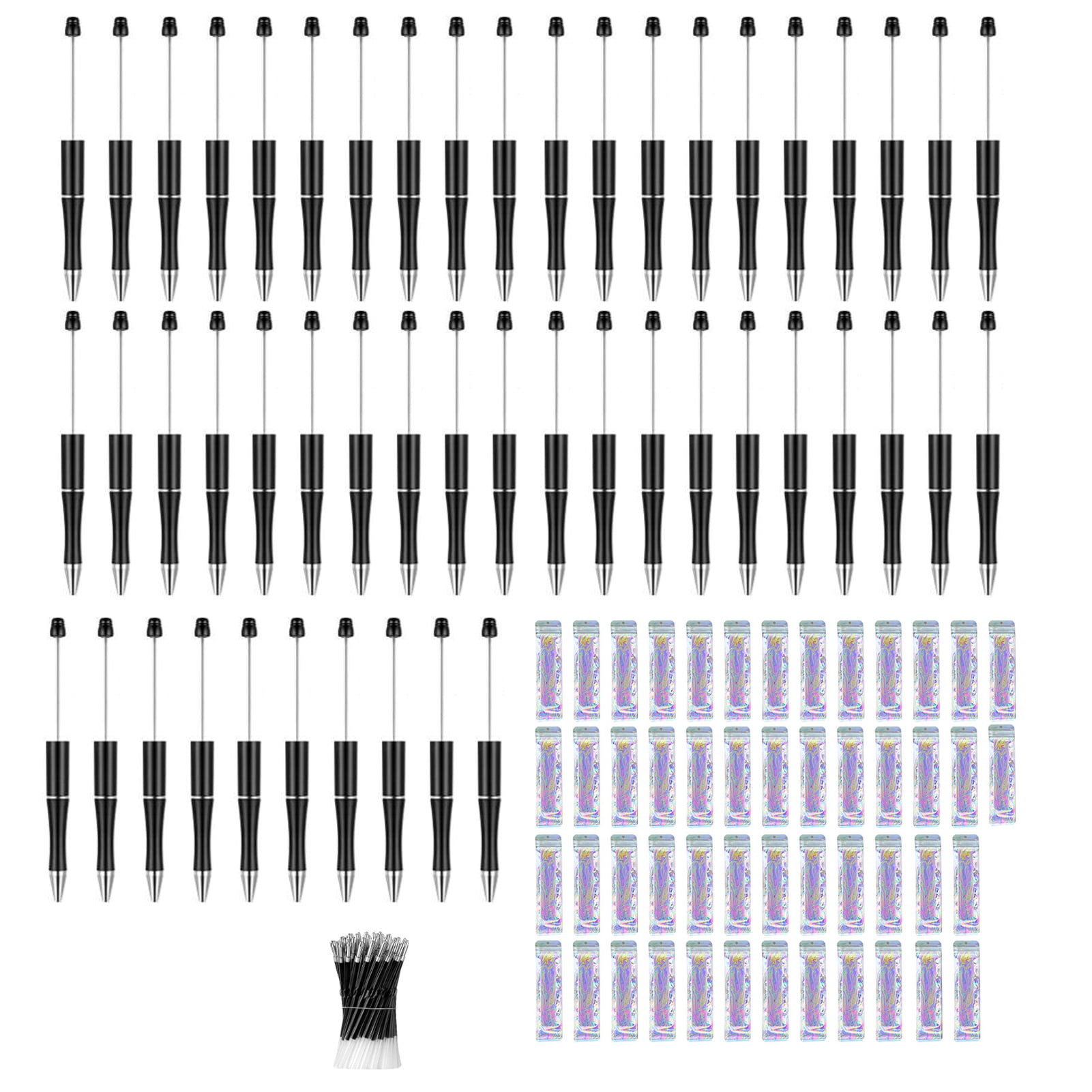 bestolf 150 Pcs/Set Plastic Beadable Pens Bulk Bead Ballpoint Pens ...
