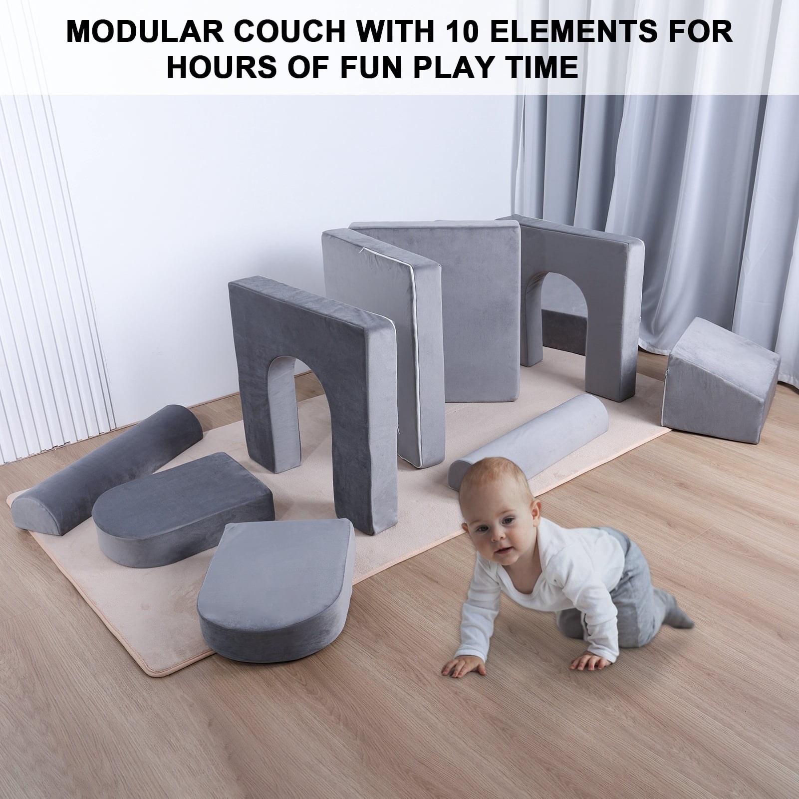 bestolf 2 in 1 Sectional Foam Playset Couch Set, Fortplay Bedroom and ...