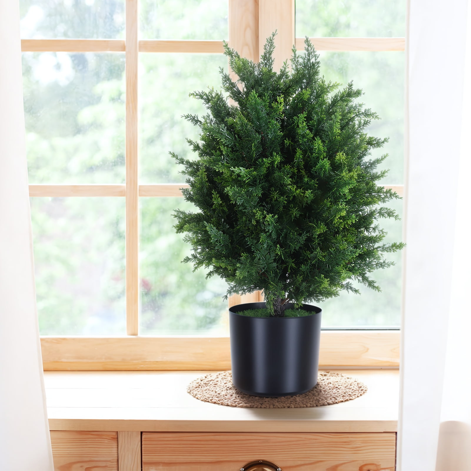 bestolf 21.6 Inches Simulated Cypress Bonsai, Artificial Cypress Ball ...