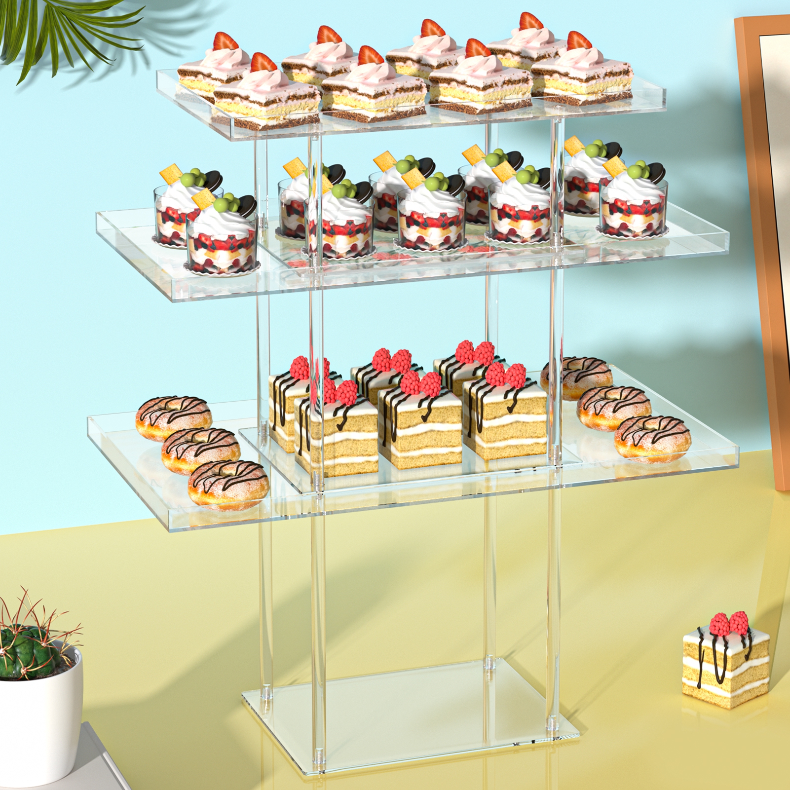 bestolf 3Pcs/Set Cupcake Dessert Table Display Set Transparent Dessert ...