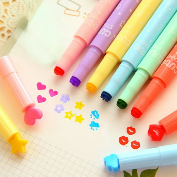 bestolf 6Pcs Cute Candy Color Stamp Highlighters Pen Creative Marking ...