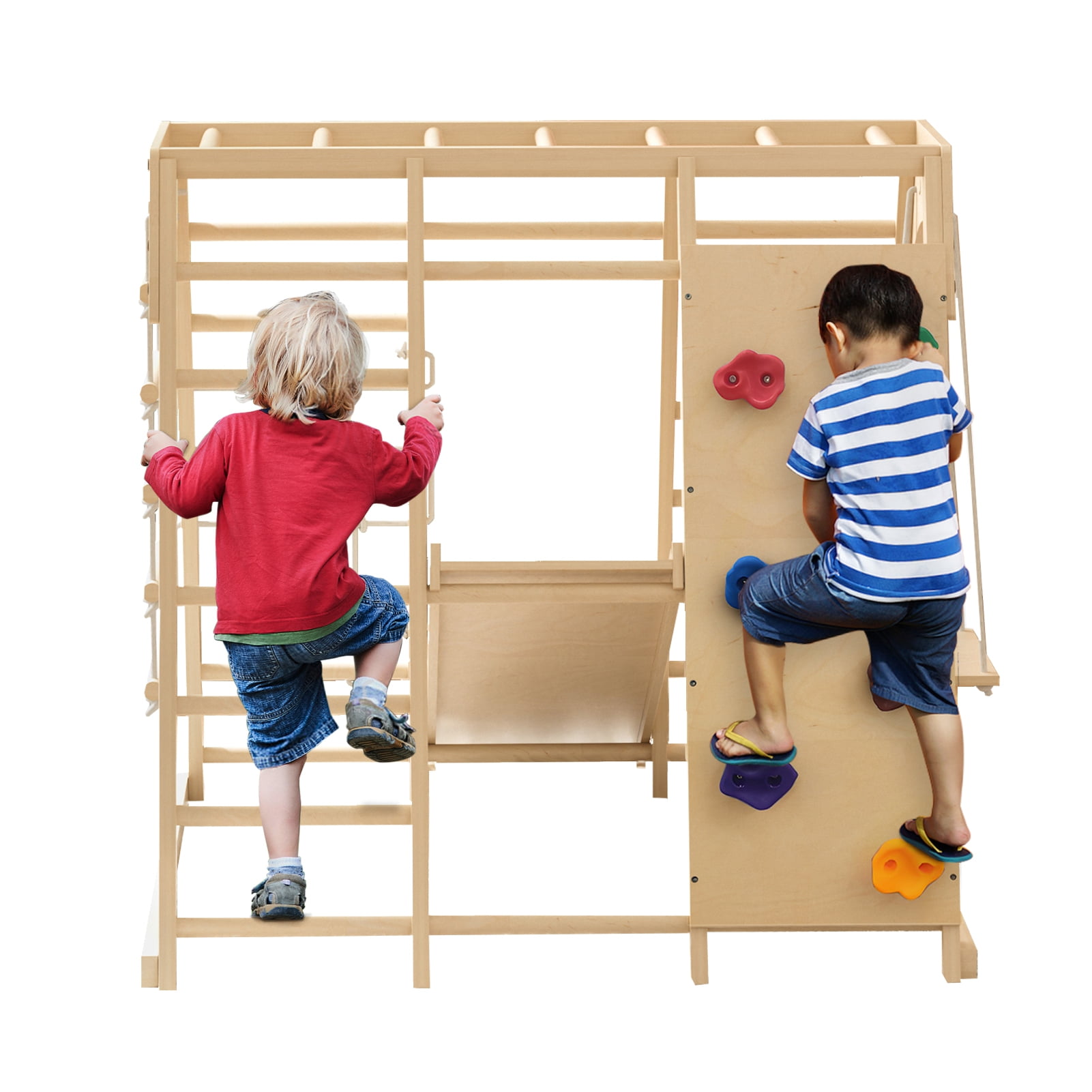 bestolf 9-in-1 Toddler Indoor Jungle Gym & Playground Set, Wooden ...