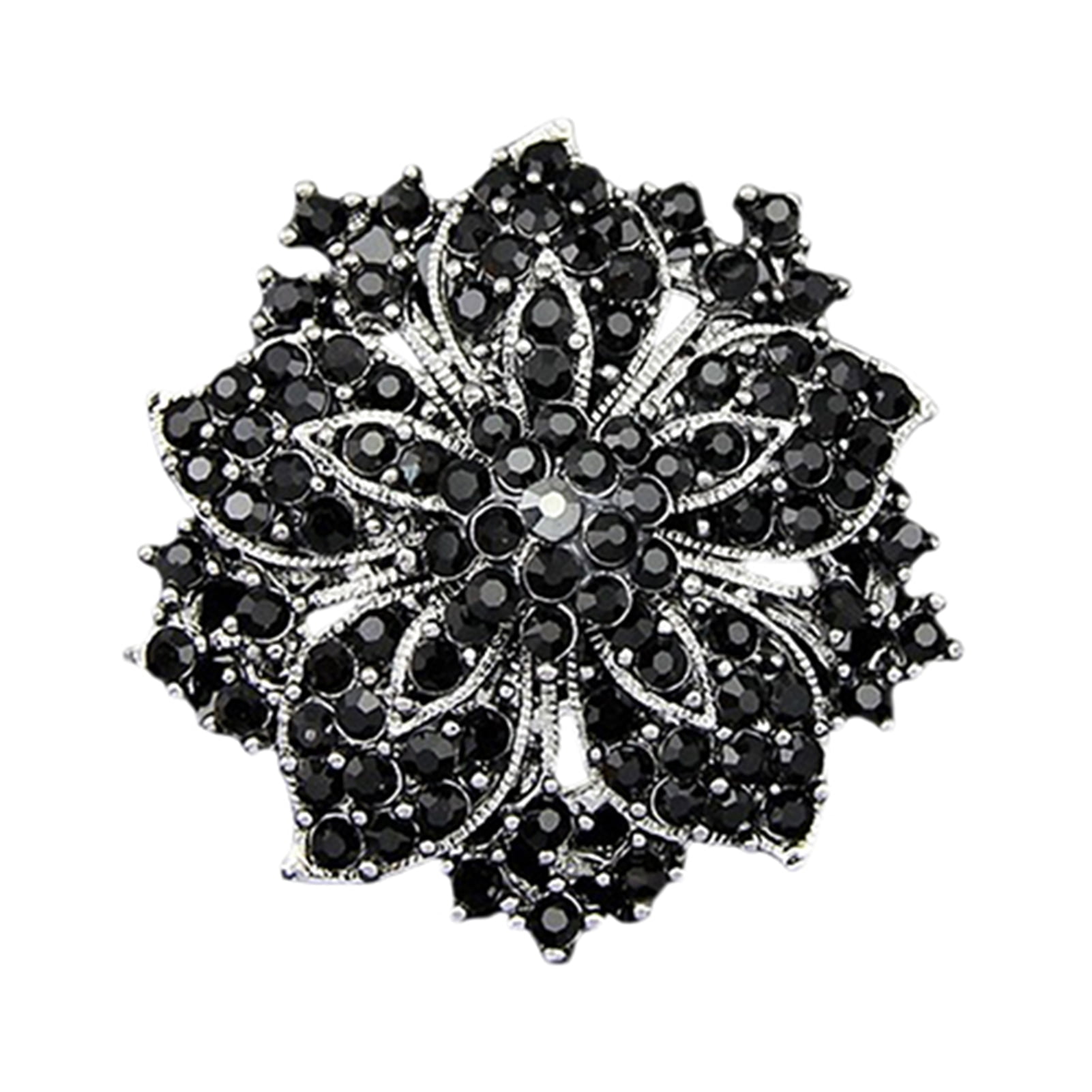 bestolf Brooch Pin Exquisite Anti-rust Silver Plated Rhinestone Round ...