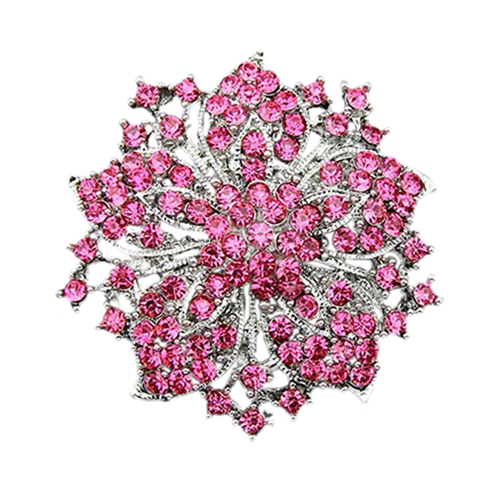 bestolf Brooch Pin Exquisite Anti-rust Silver Plated Rhinestone Round ...