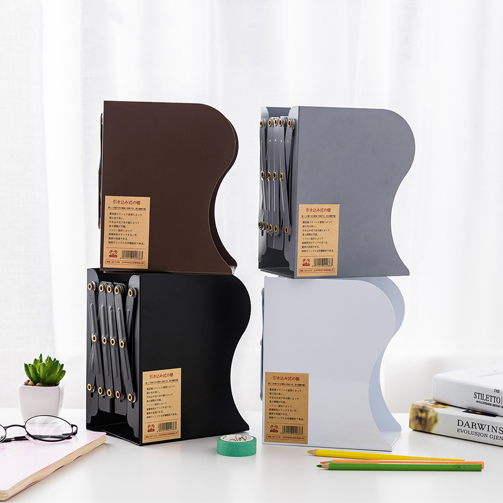 bestolf Retractable Foldable Bookend Decorative Metal Book Shelf Holder ...