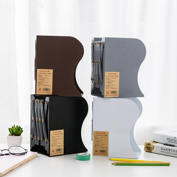 bestolf Retractable Foldable Bookend Decorative Metal Book Shelf Holder ...