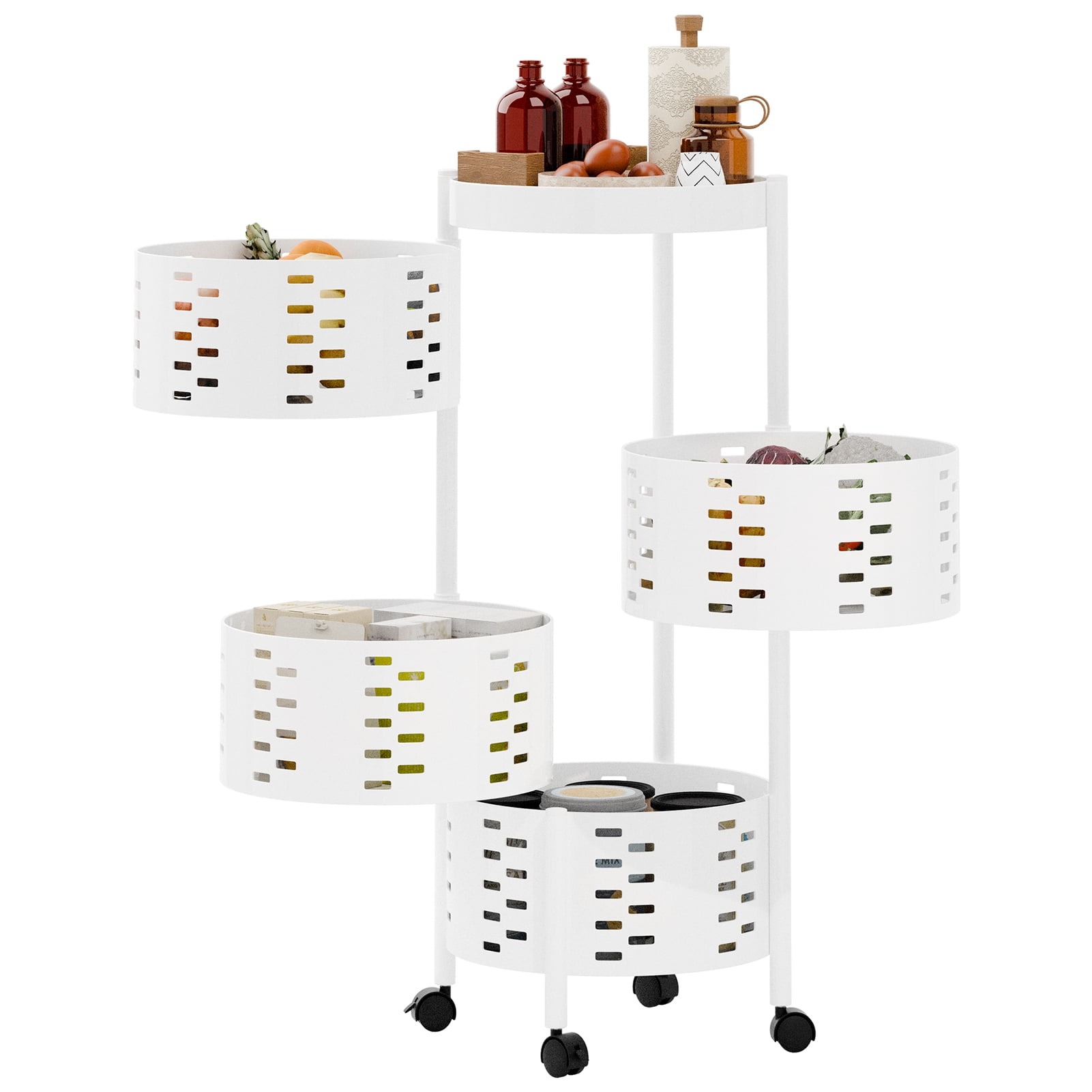 bestolf Rotating Trolley, Kitchen Storage Shelves, Kitchen Vegetable ...