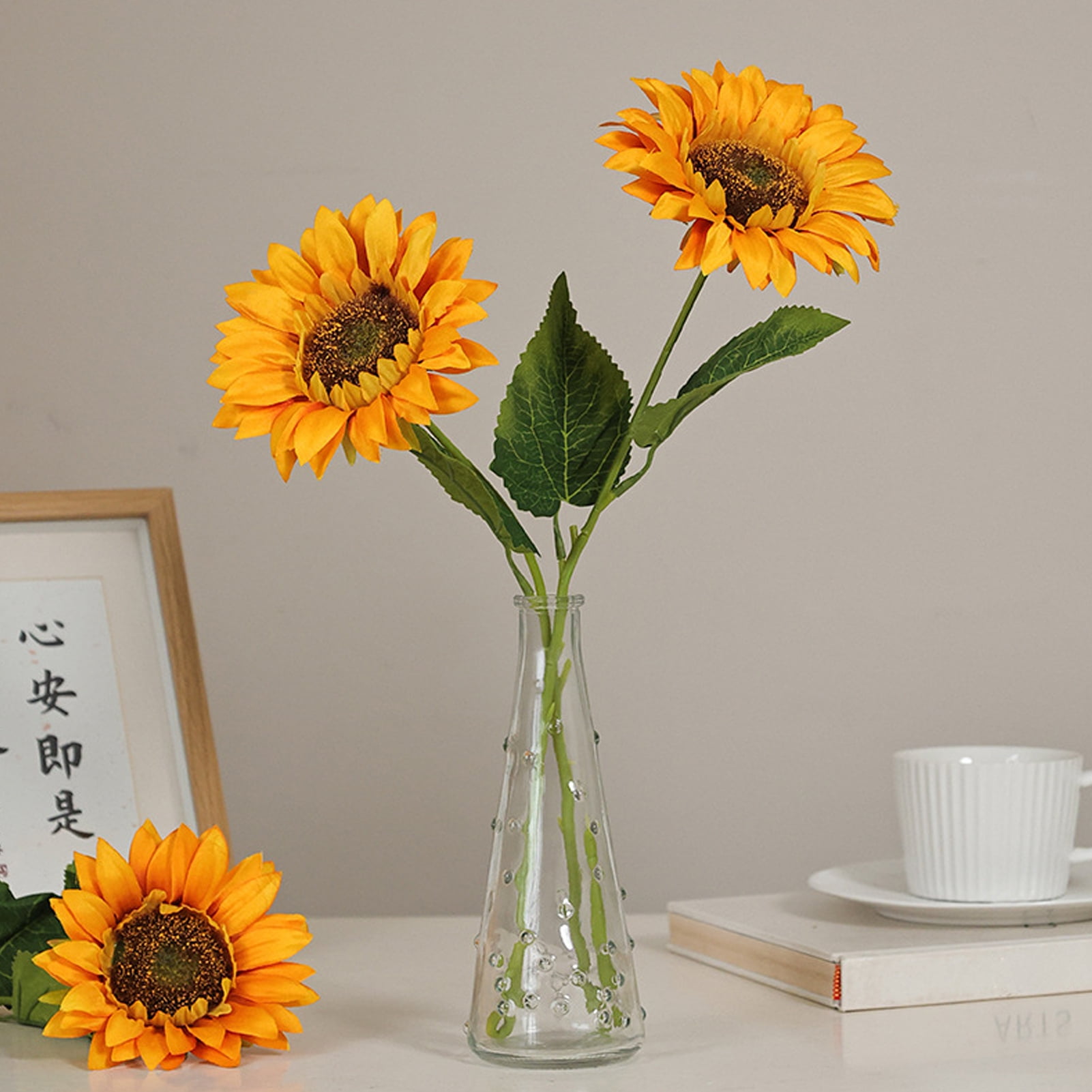 bestolf Simulated Sunflower Faux Flower with Bendable Stem Artificial ...