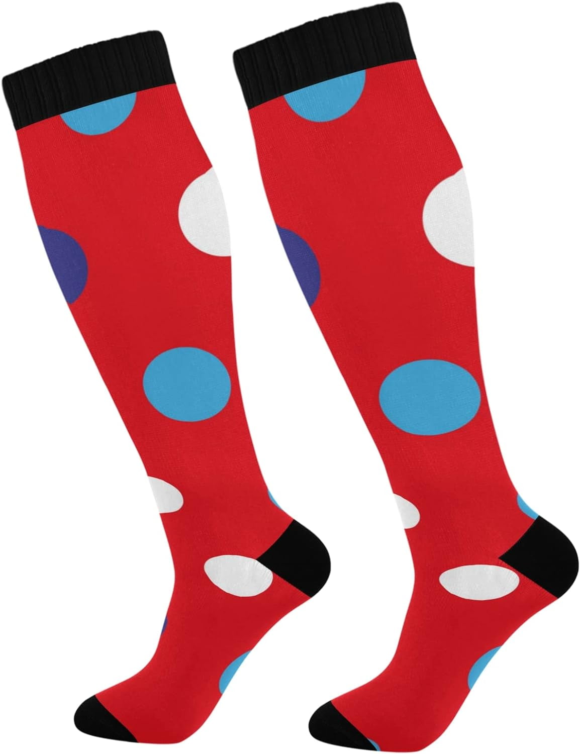Bestwell Polka Dots Compression Socks Women Men Long Stocking 20 30mmhg Travel Knee High