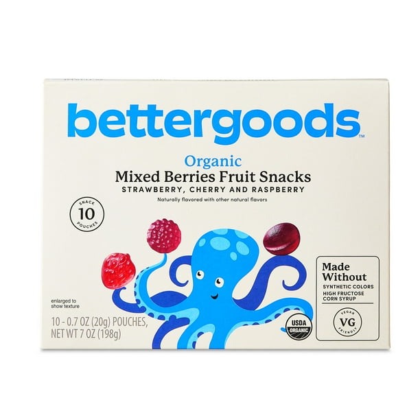 bettergoods Organic Mixed Berry Fruit Snacks, 0.7 oz, 10 Count ...
